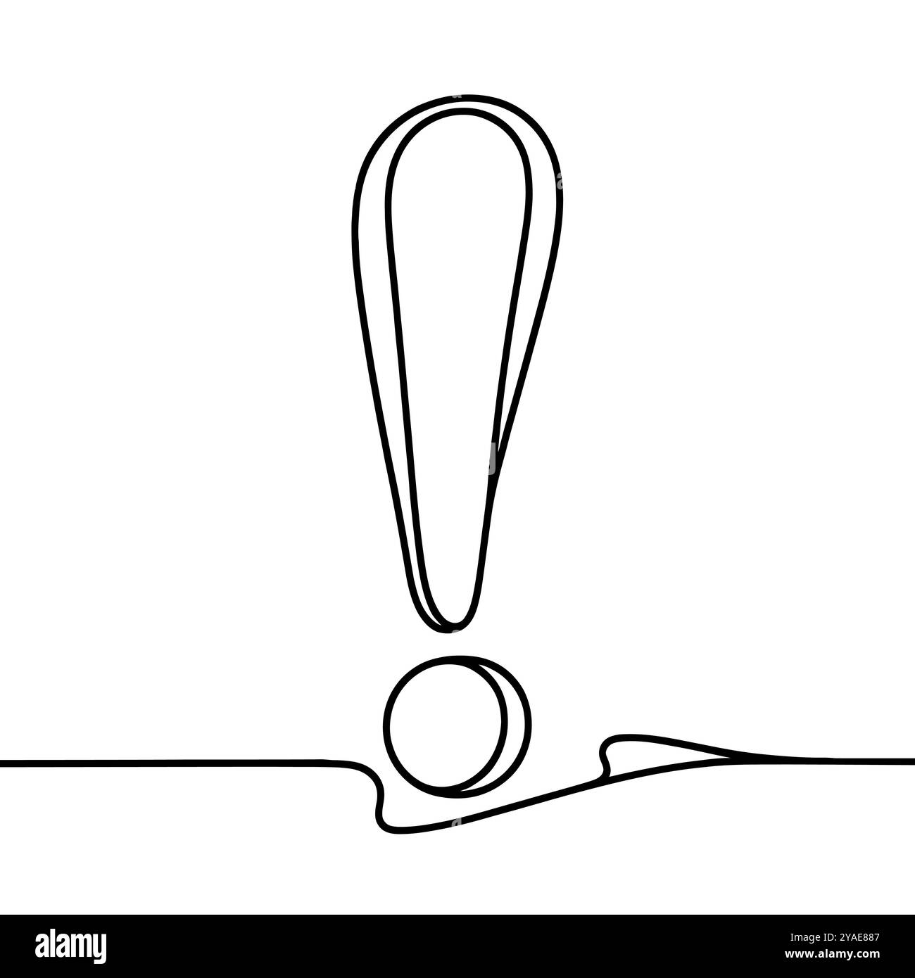 Continuous linear drawing of exclamation mark. Single-line drawing of ...