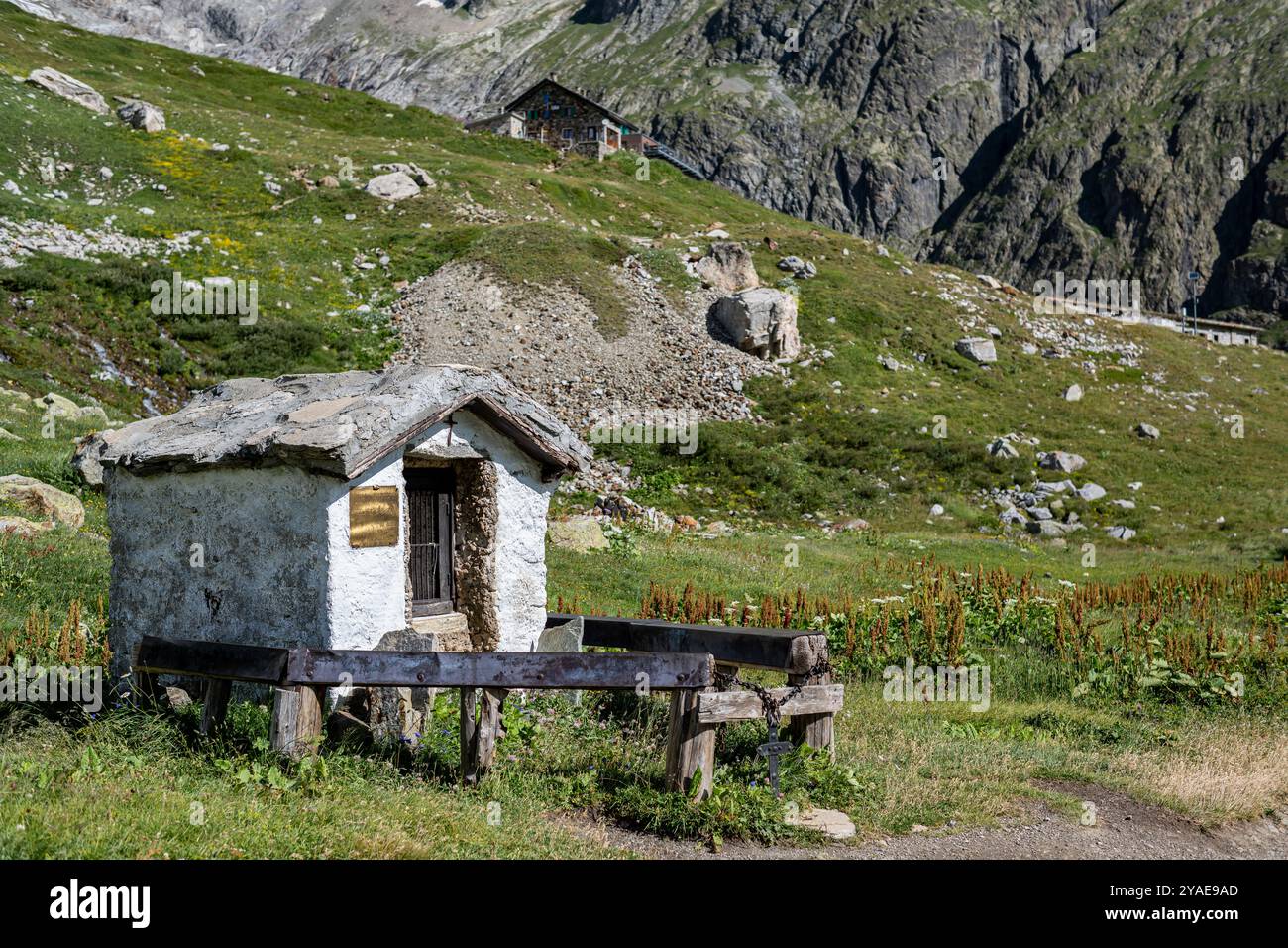 Italian little chapel in Aosta Valley, Alps Stock Photo - Alamy