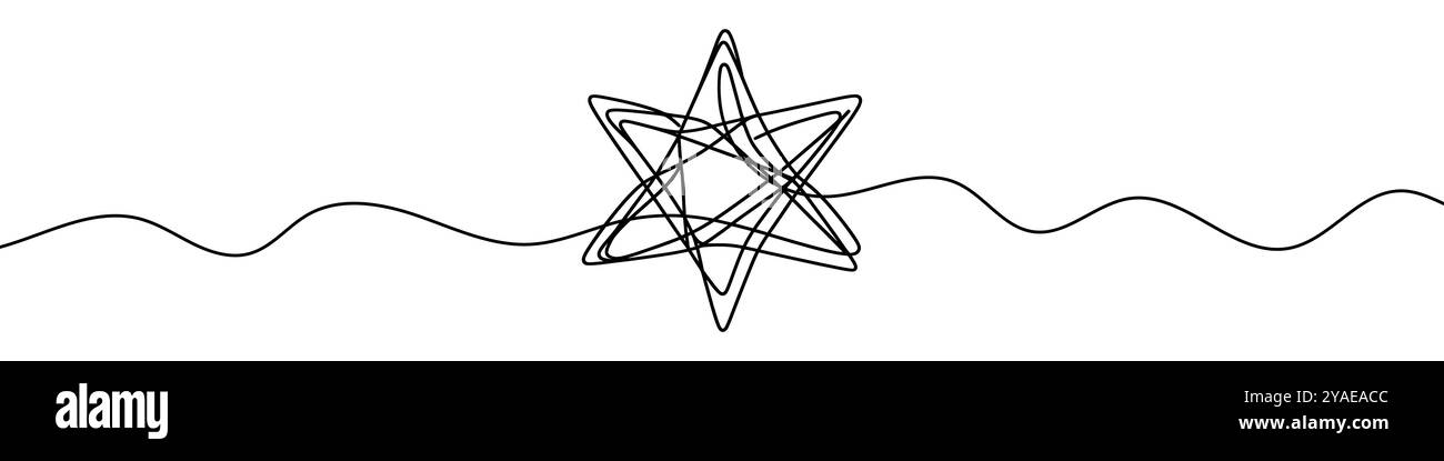 Continuous linear drawing of star. One line drawing star. Star in one ...