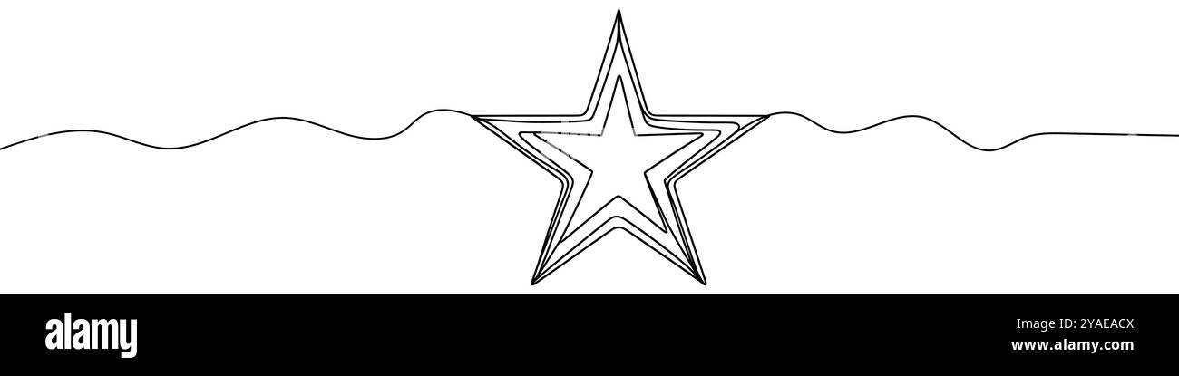 Continuous linear drawing of star. One line drawing star. Star in one ...