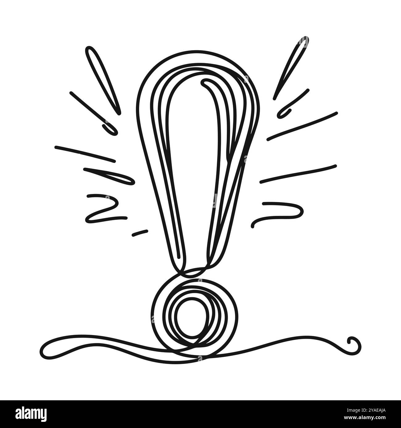Continuous linear drawing of exclamation mark. One line drawing ... Continuous linear drawing of exclamation mark. One line drawing ...