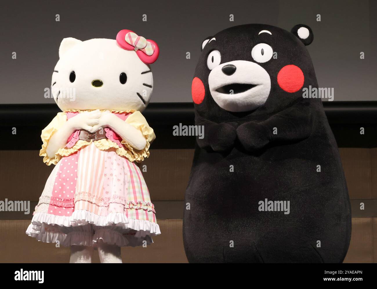 Tokyo, Japan. 13th Oct, 2024. Sanrio's character Hello Kitty (L) and ...