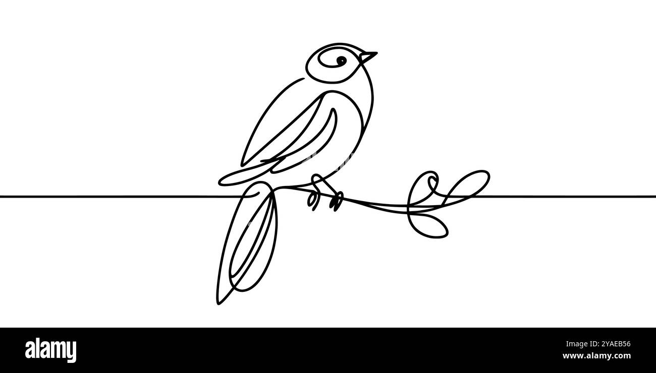 Continuous linear drawing of bird. One line drawing bird. Bird in one ...