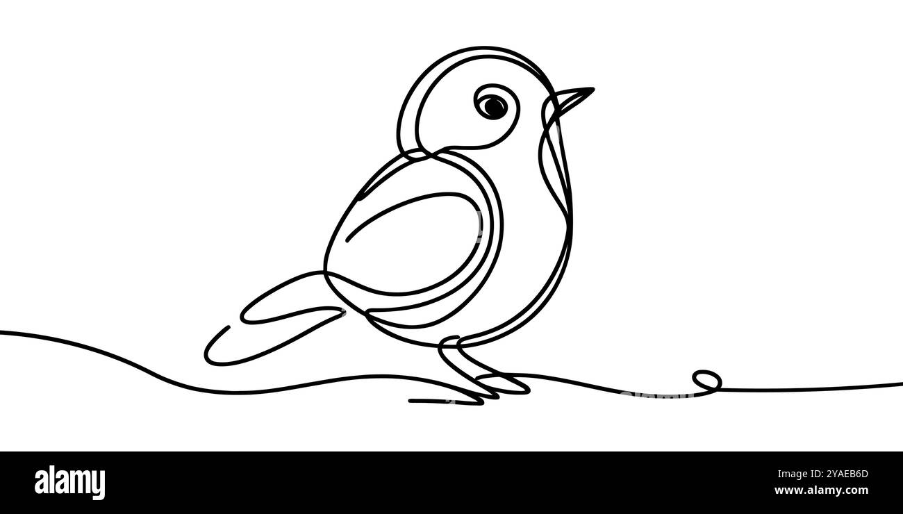 Continuous linear drawing of bird. One line drawing bird. Bird in one ...