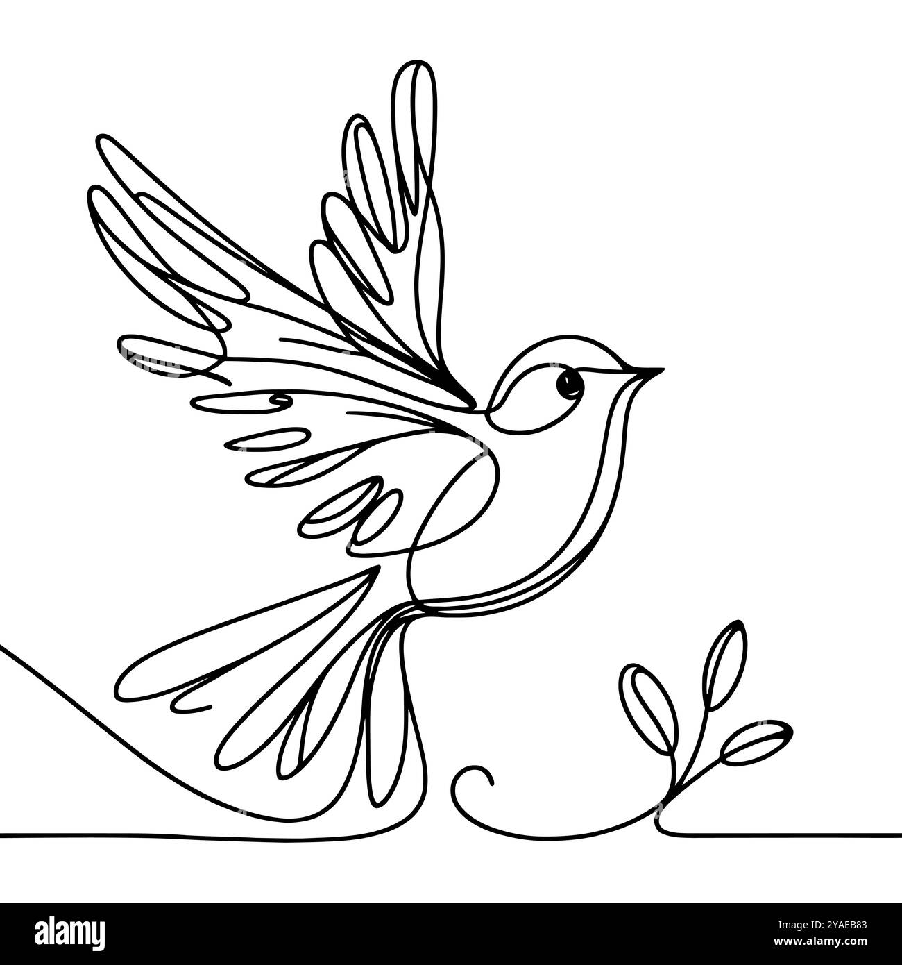 Continuous linear drawing of bird. One line drawing bird. Bird in one ...