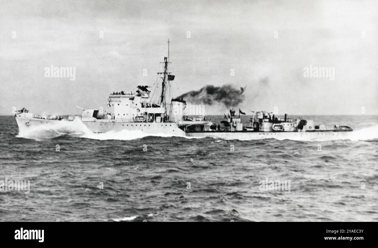A Royal Navy Hunt-class destroyer during the Second World War, c. 1942 ...