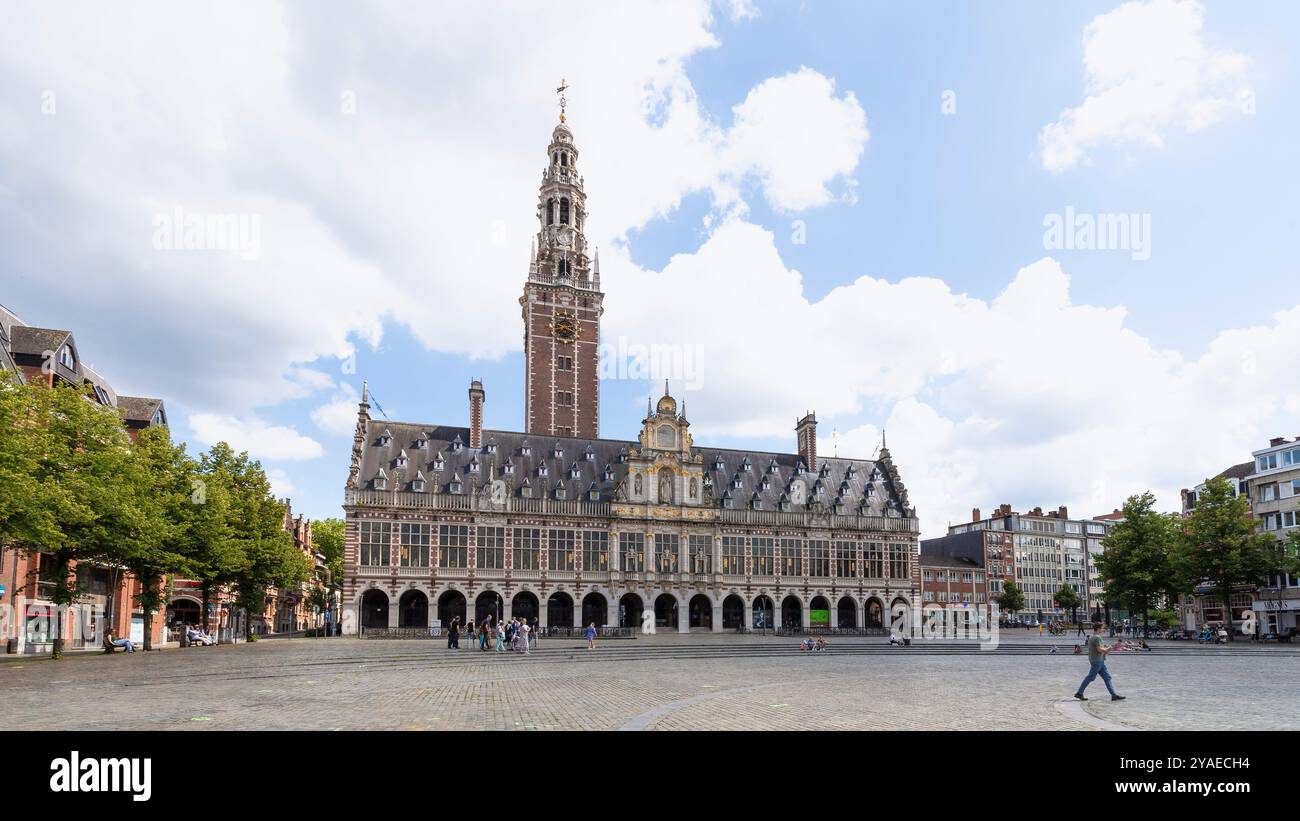 Univiersity library on the Ladeuze square in Leuven in Belgium Stock ...