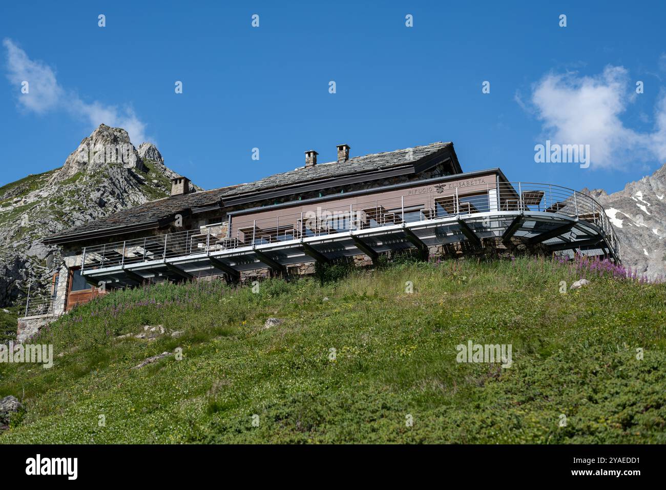 Aosta Valley, Italy - August 08 2024: The Elisabetta Hut refuge and ...