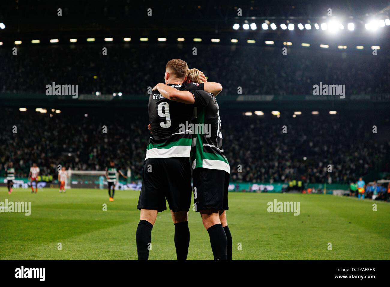 Viktor Gyokeres seen celebrating after scoring goal with Conrad Harder ...