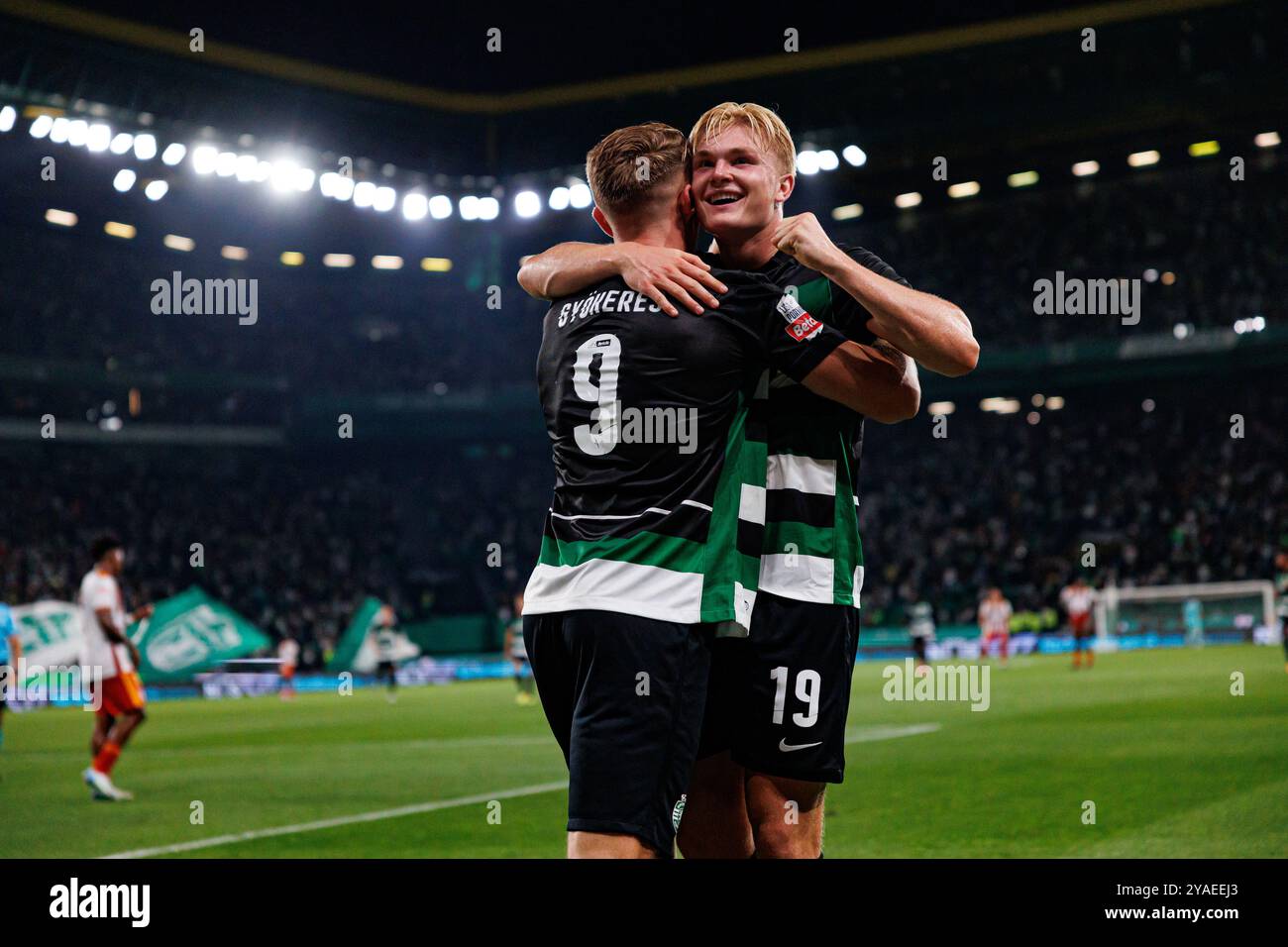 Viktor Gyokeres seen celebrating after scoring goal with Conrad Harder ...
