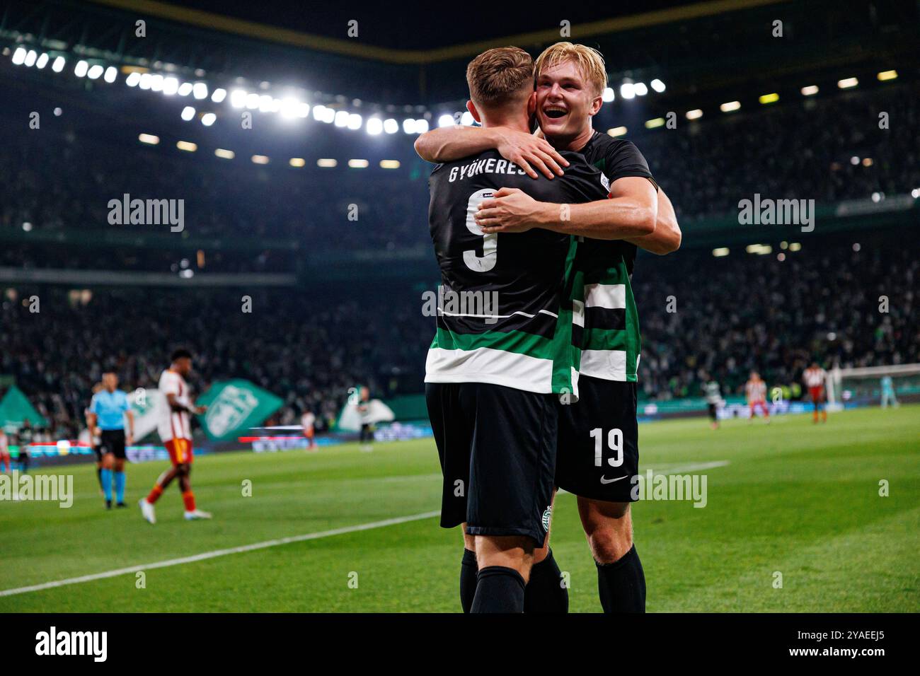 Viktor Gyokeres seen celebrating after scoring goal with Conrad Harder ...