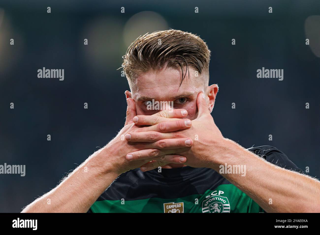 Viktor Gyokeres seen celebrating after scoring goal during Liga ...