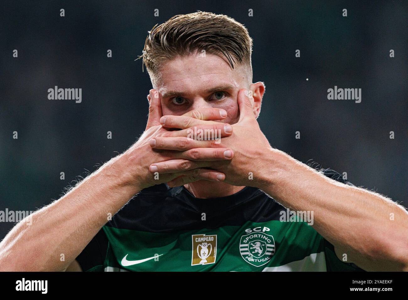 Viktor Gyokeres seen celebrating after scoring goal during Liga ...