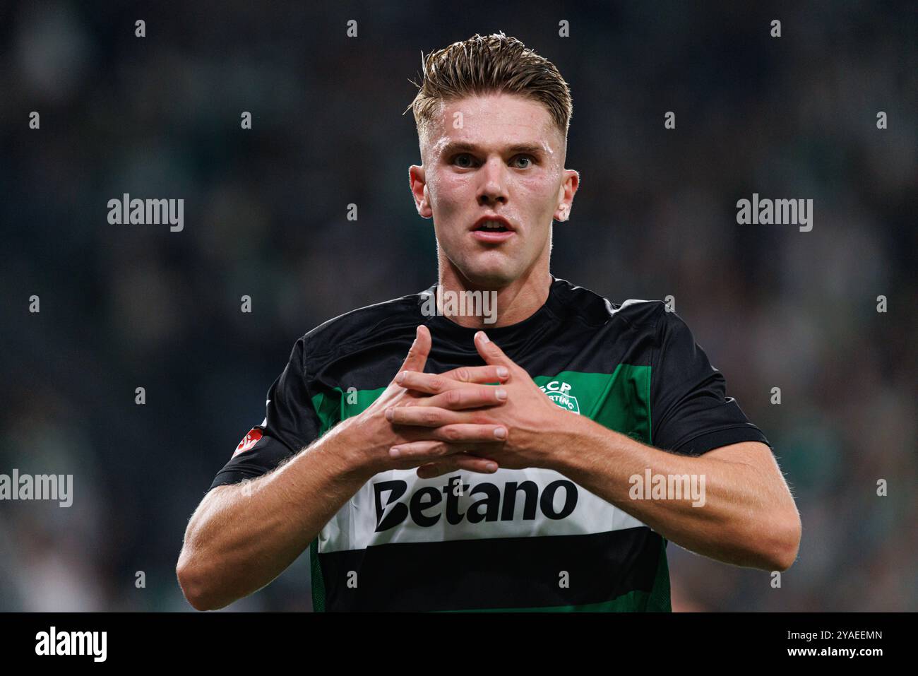 Viktor Gyokeres seen celebrating after scoring goal during Liga ...