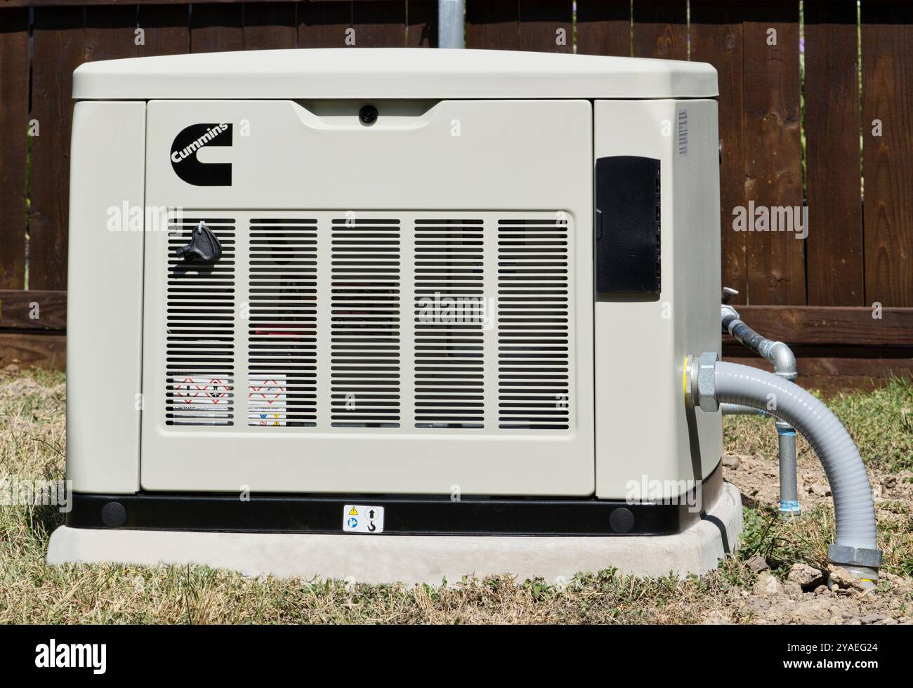 Houston, Texas USA 10-11-2024: Cummins standby generator in residential ...