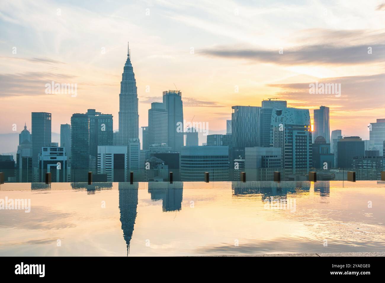 Kuala Lumpur city aerial view with reflections of high-rise buildings ...