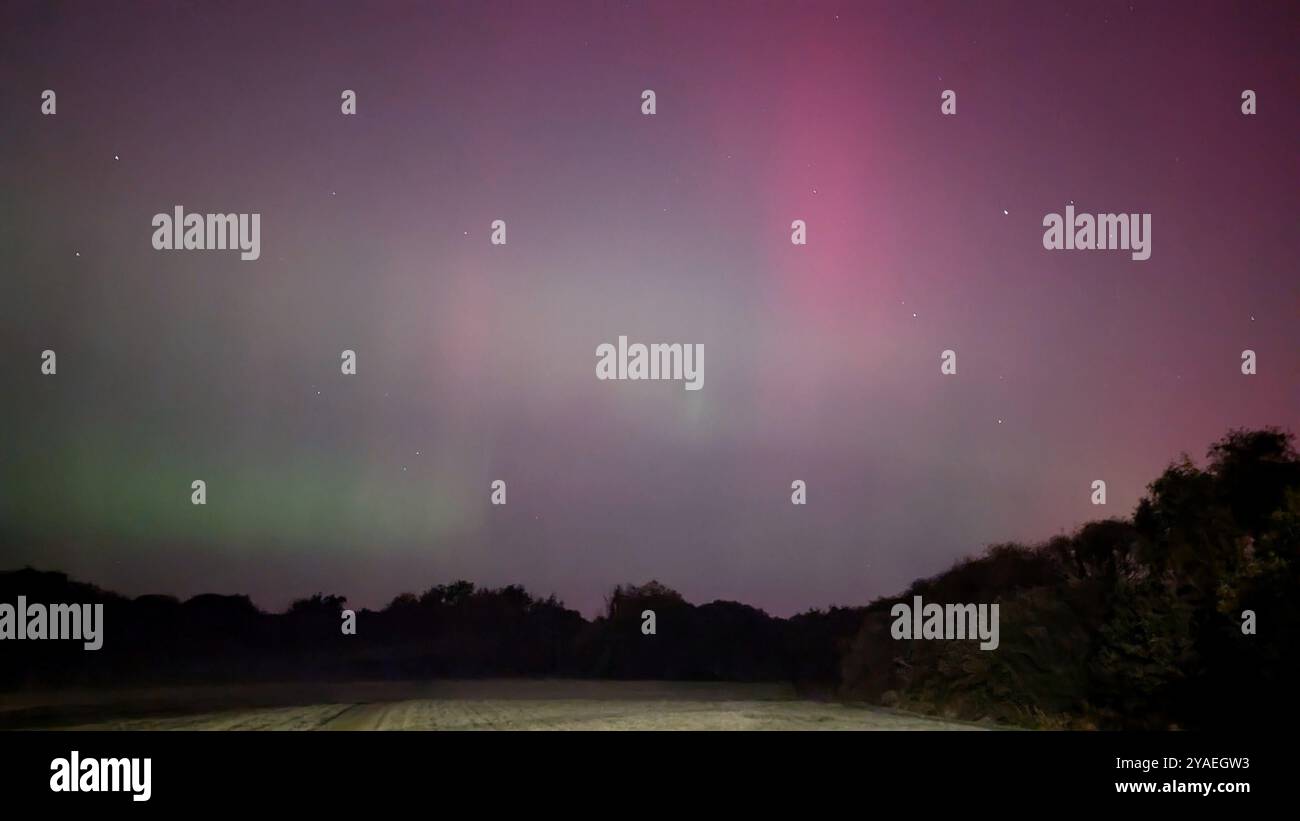 Aurora borealis, northern lights in the sky above Dangan, Galway ...