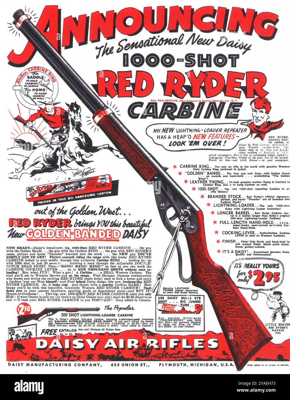 1940 Daisy Red Ryder Carbine BB Gun Ad - 1000-shot carbine Stock Photo ...