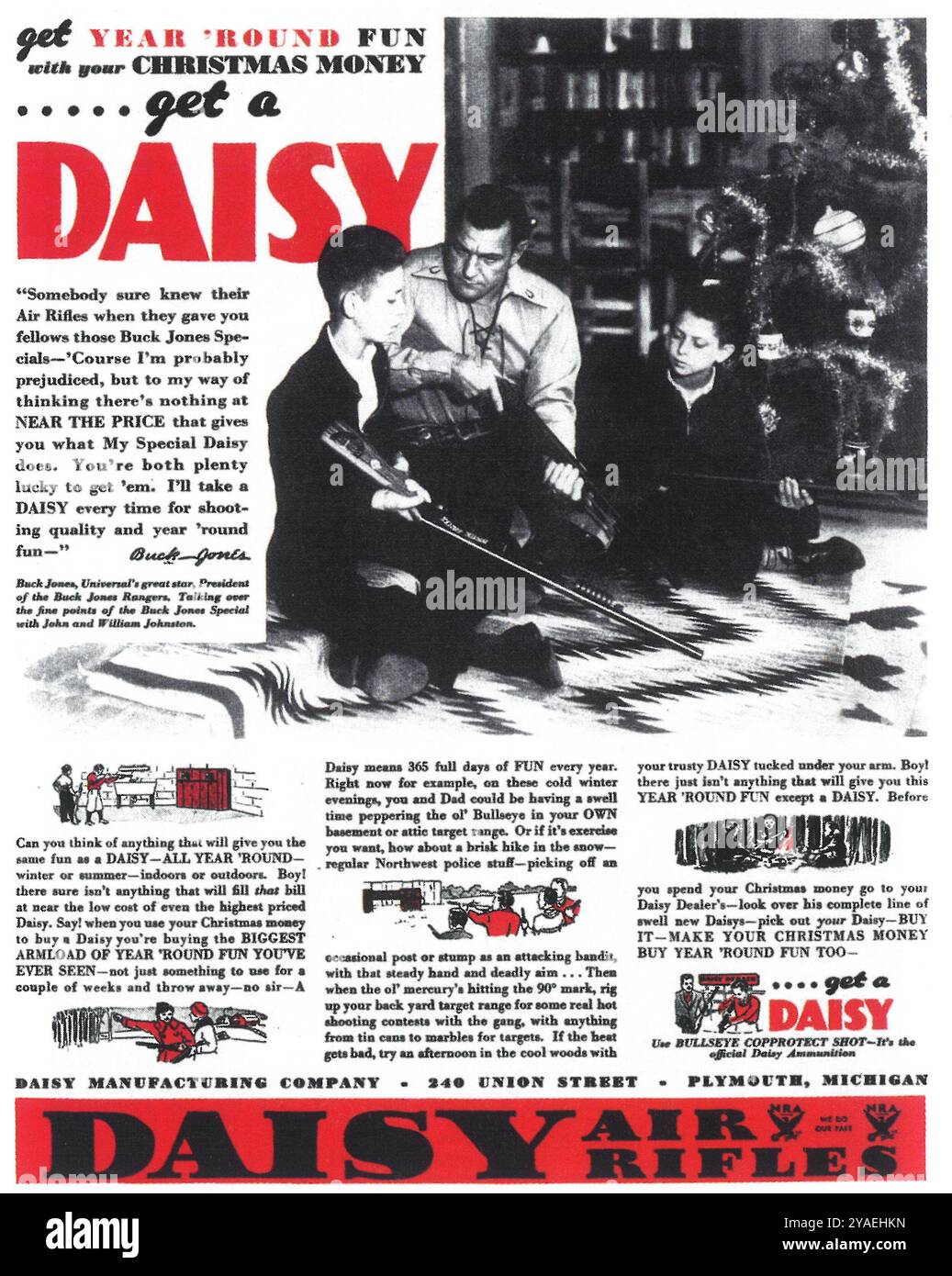 1935 Daisy Air Rifle Ad - "get year 'round fun with your Christmas ...