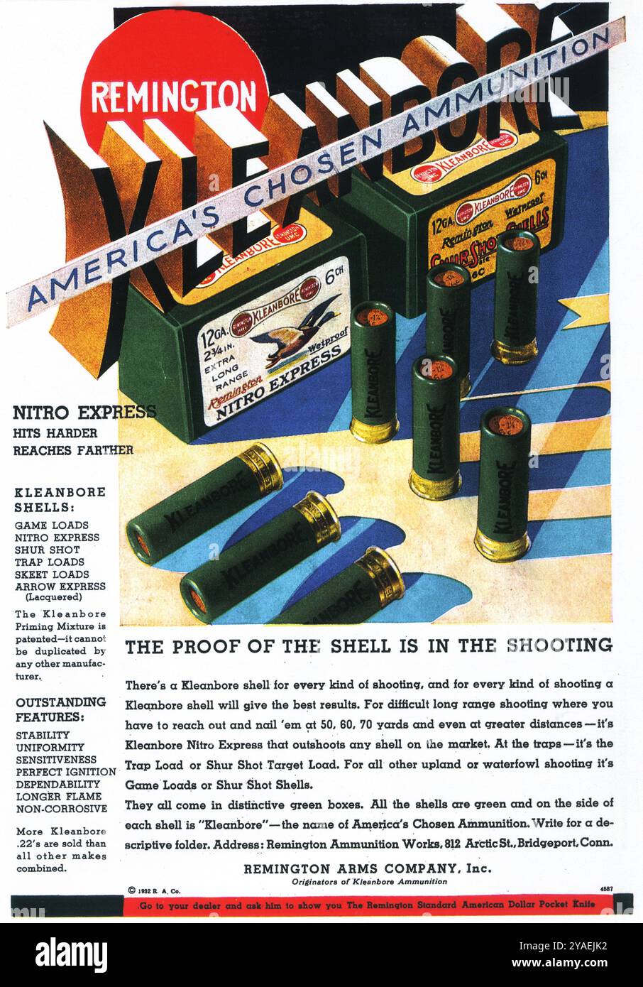 1938 Remington Kleanbore Shotgun Shell Ad Stock Photo - Alamy