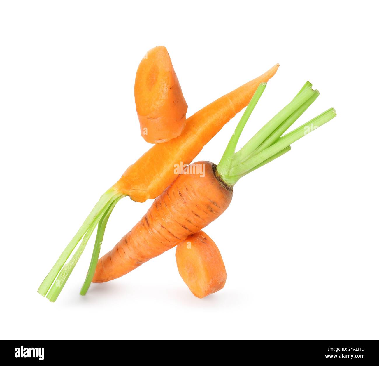 Whole and cut fresh carrots isolated on white Stock Photo - Alamy