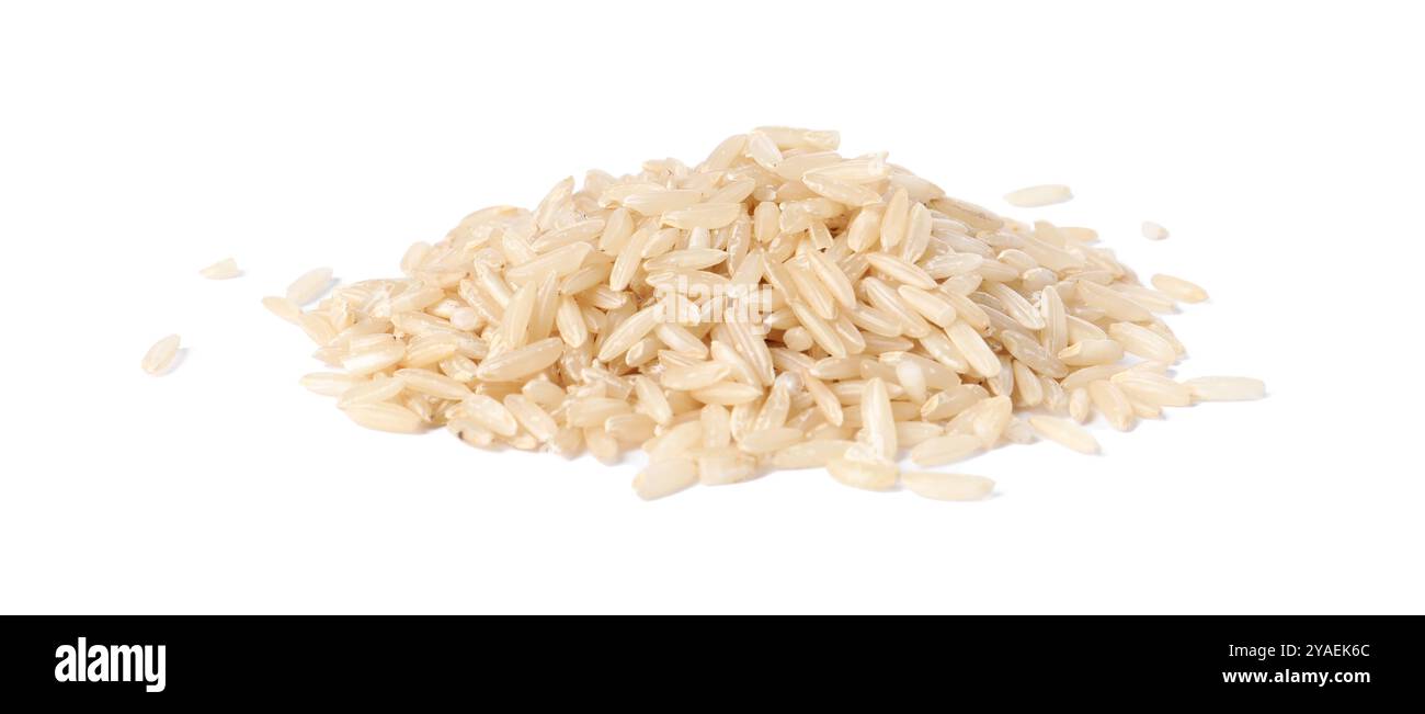 Pile of raw rice isolated on white Stock Photo - Alamy
