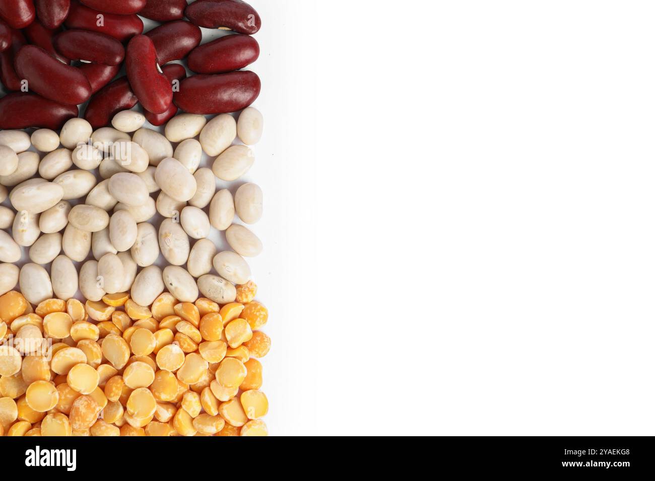 Different types of legumes isolated on white, top view Stock Photo - Alamy