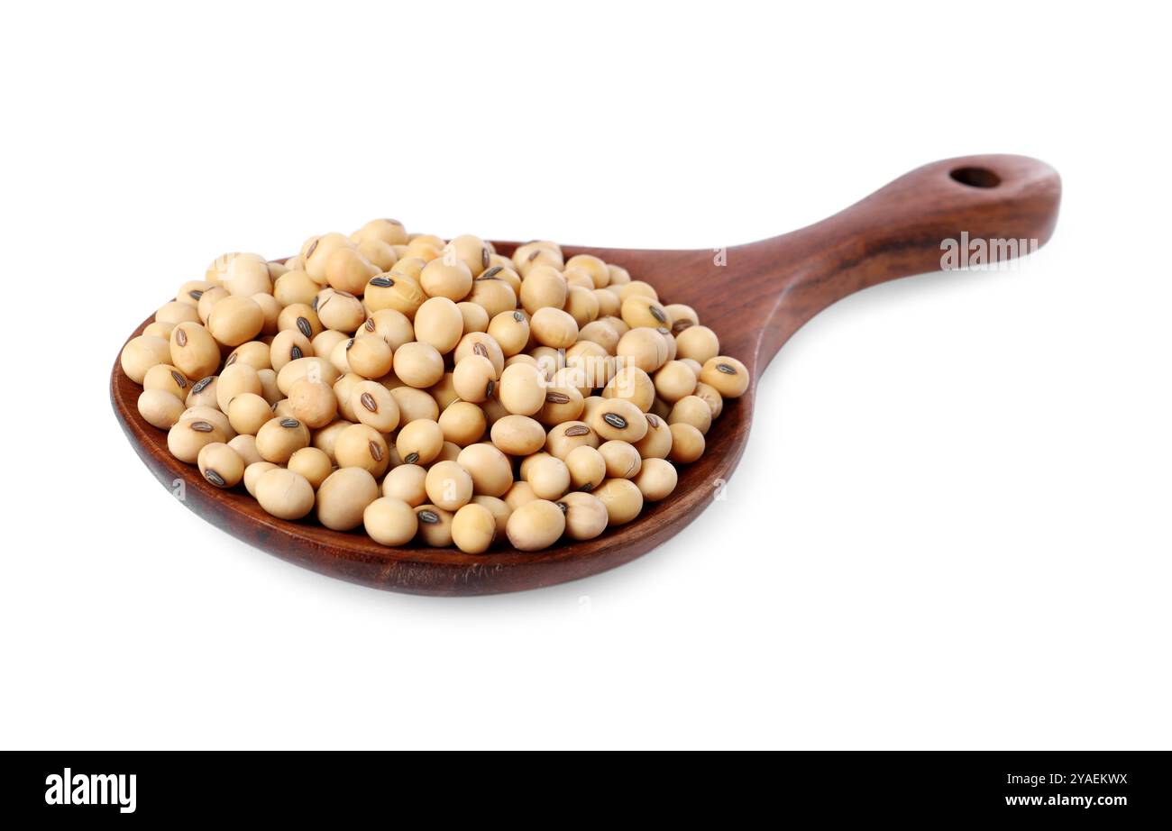 Soya beans wooden spoon Cut Out Stock Images & Pictures - Alamy
