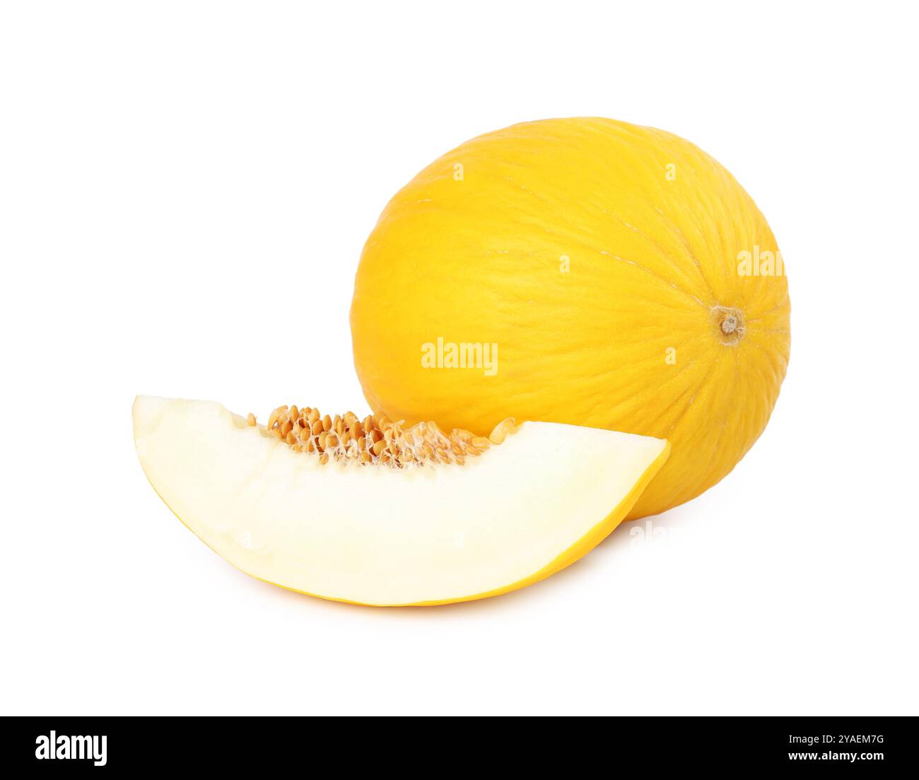 Whole and cut ripe melons isolated on white Stock Photo - Alamy