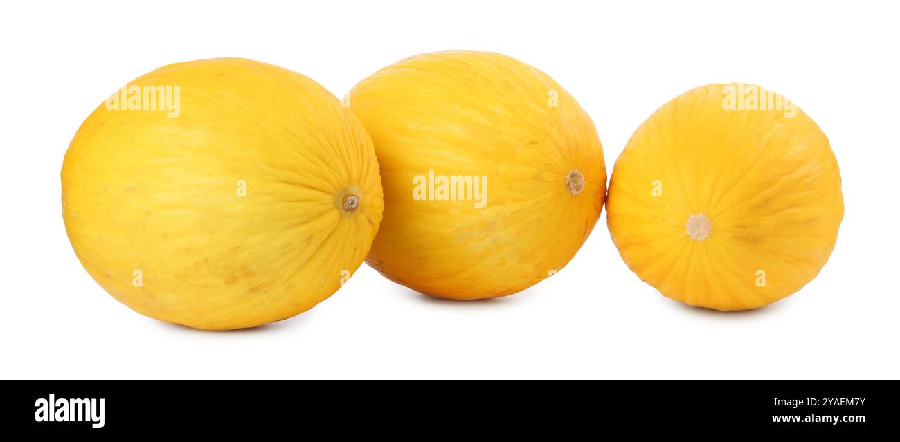 Three whole ripe melons isolated on white Stock Photo - Alamy