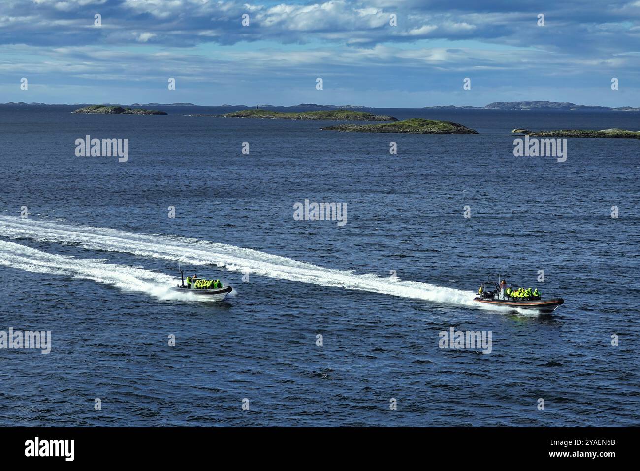 Bodo, Norway, 12th September,2024 Two tourist exploration jet boats ...