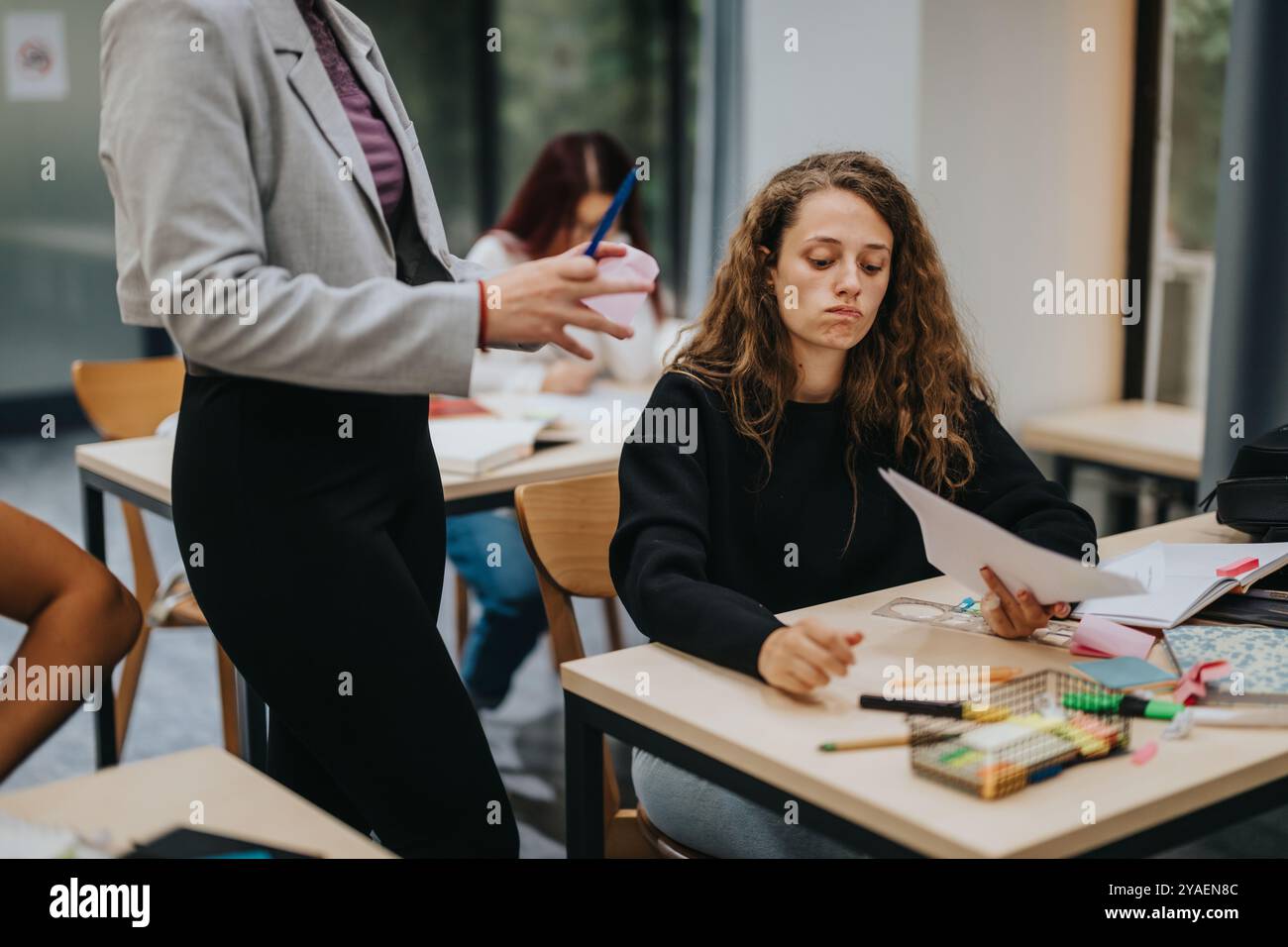 High school students engaging in classroom learning activities Stock ...