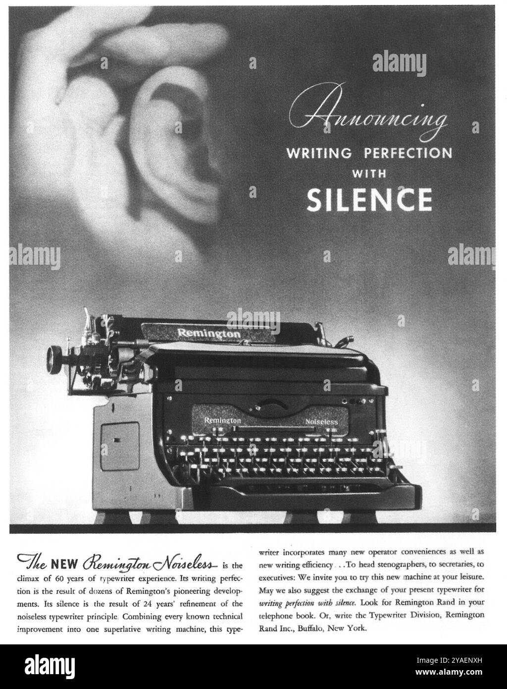 1934 Remington Noiseless Typewriter Ad Stock Photo - Alamy