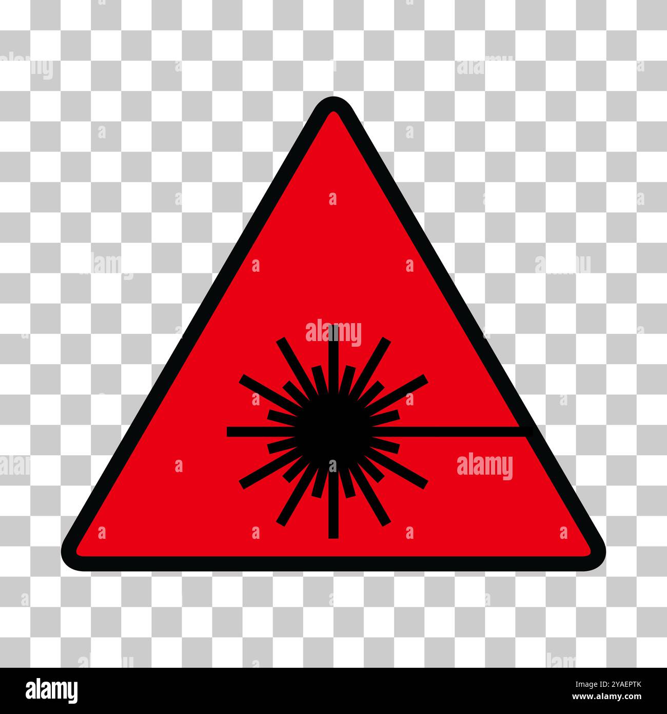 Laser radiation danger label icon, safety protection information symbol ...
