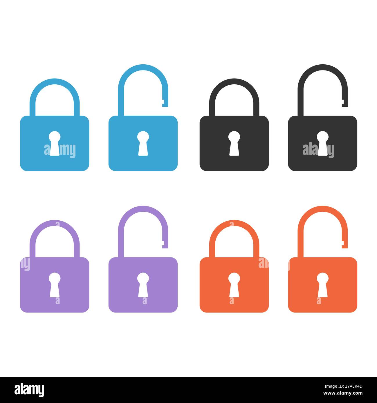 Set of Lock classic design icon, keyhole web button shape, secure vector illustration Stock ...