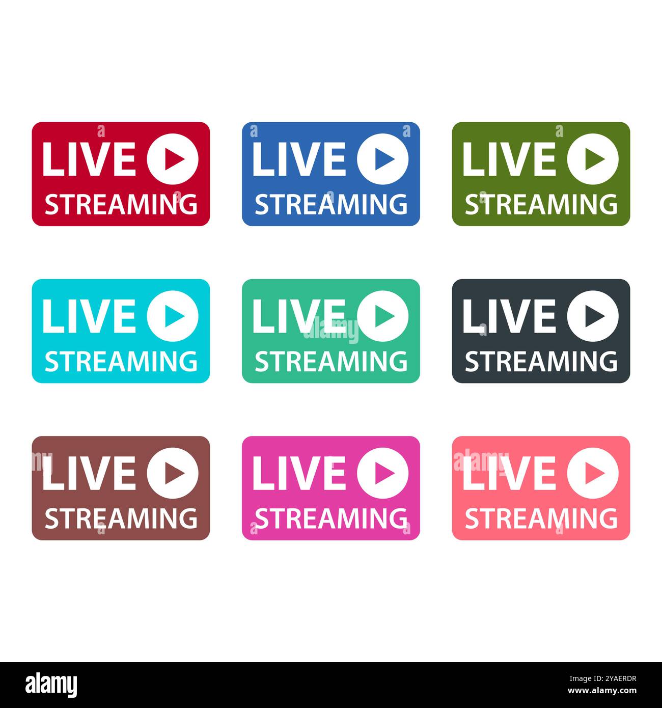 Set of Live streaming icon, stream button design, web player vector ...