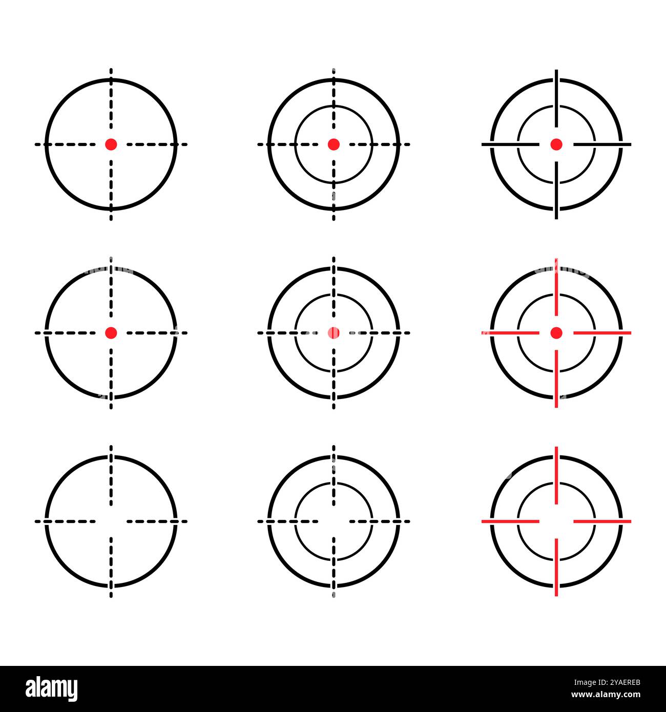 Set of Crosshair army target icon, hunting cross sign mark, graphic ...