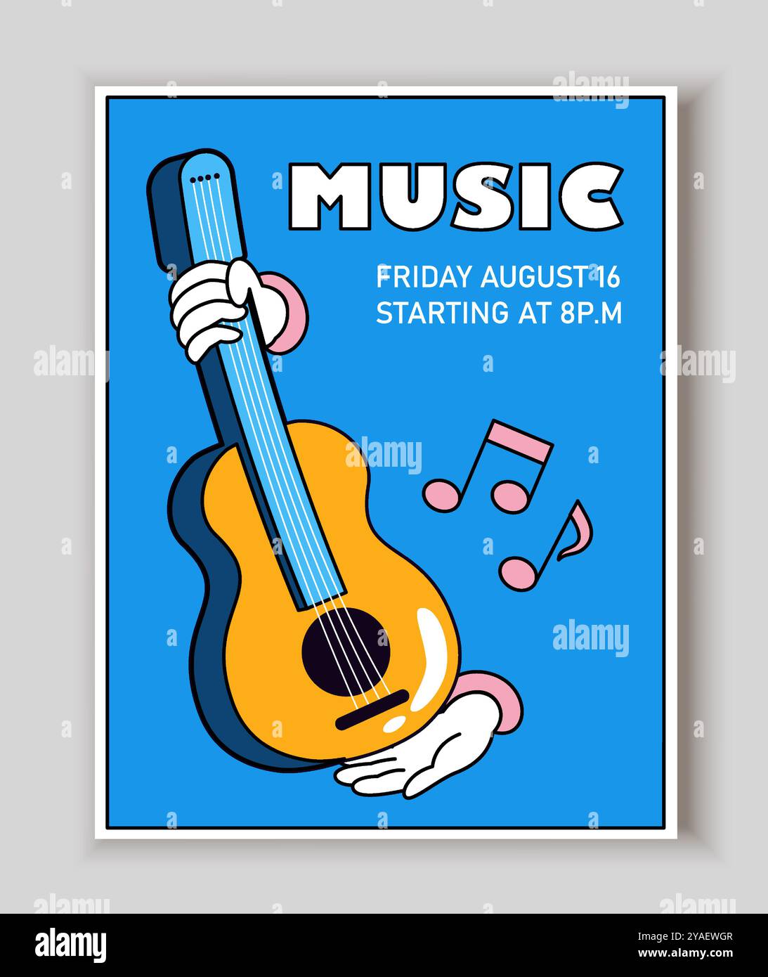 Music day poster. Hands with guitar. Melody and song, music ...