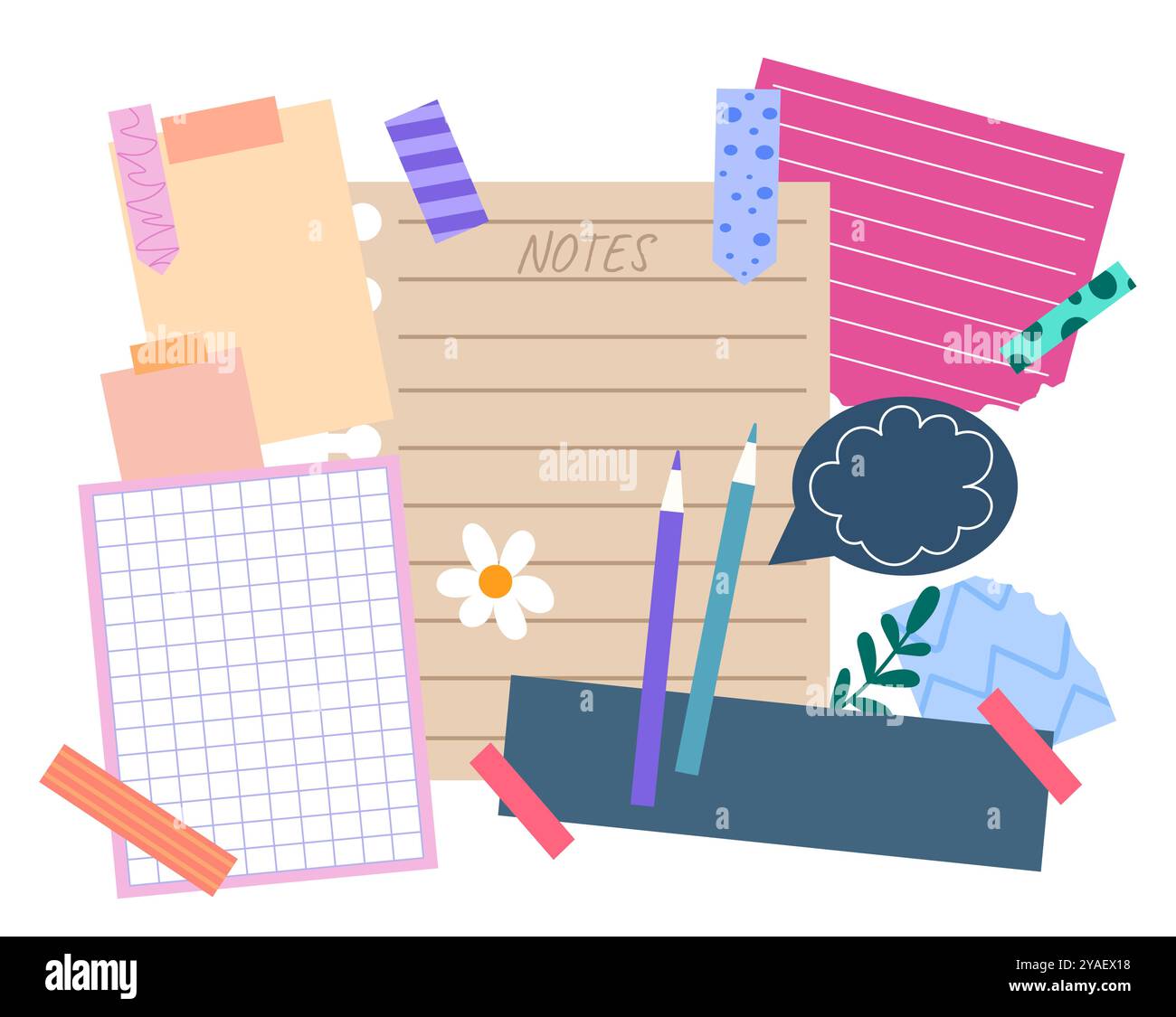 Paper notes with pencils. Pencils and notepads. Stationary and ...