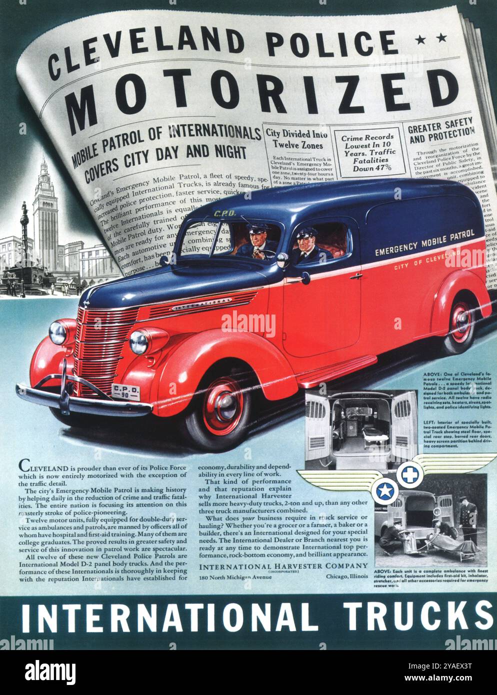 1939 International Emergency Mobile Patrol Car Ad - "Cleveland police ...