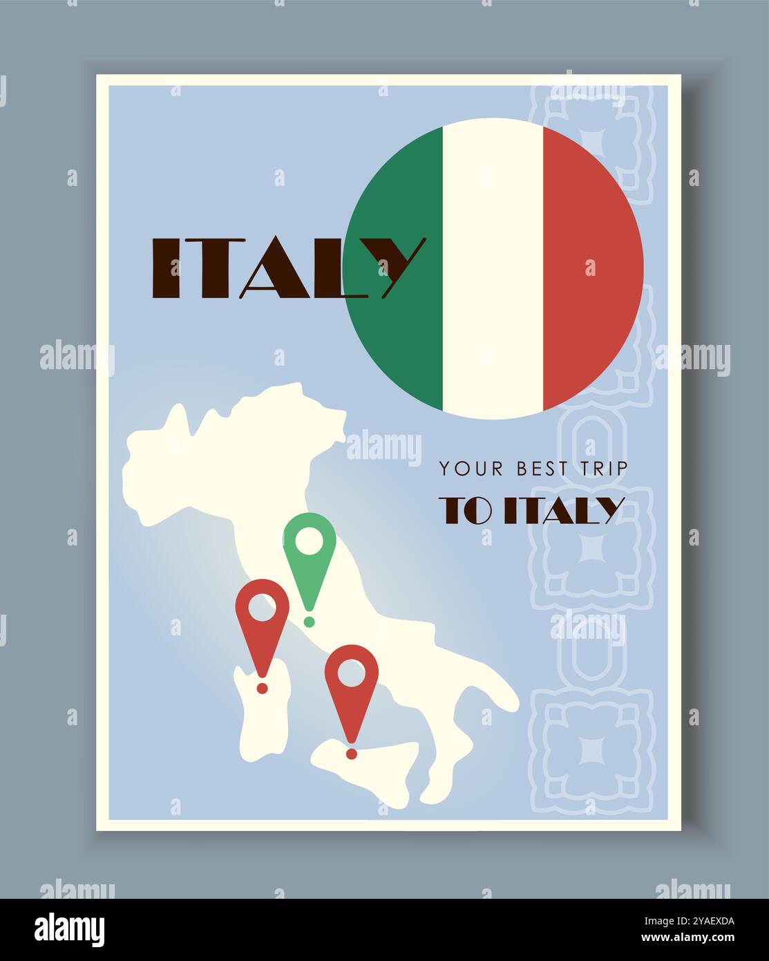 Trip to Italy poster. Pisa tower. Travel and tourism to Europe. Italian ...