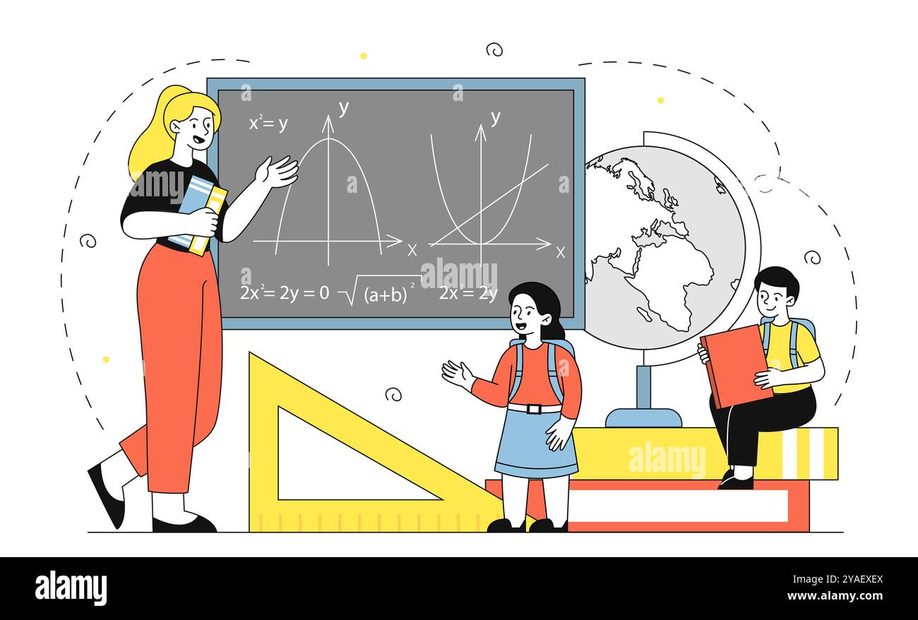 Primary school student girl teacher Stock Vector Images - Alamy