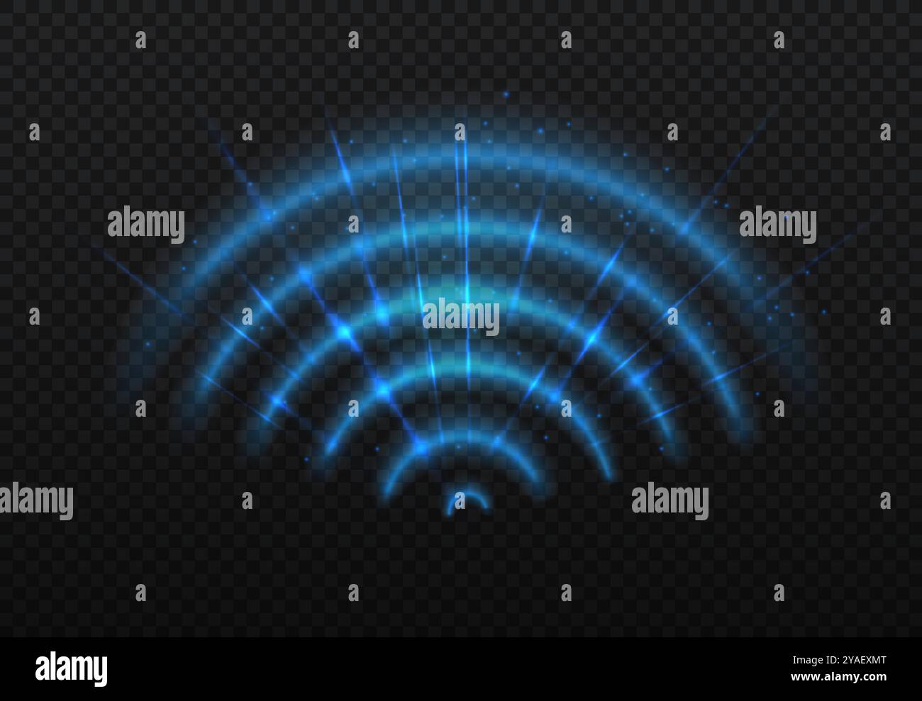 Wifi light effect. Blue wi fi symbol. Wireless connection and ...