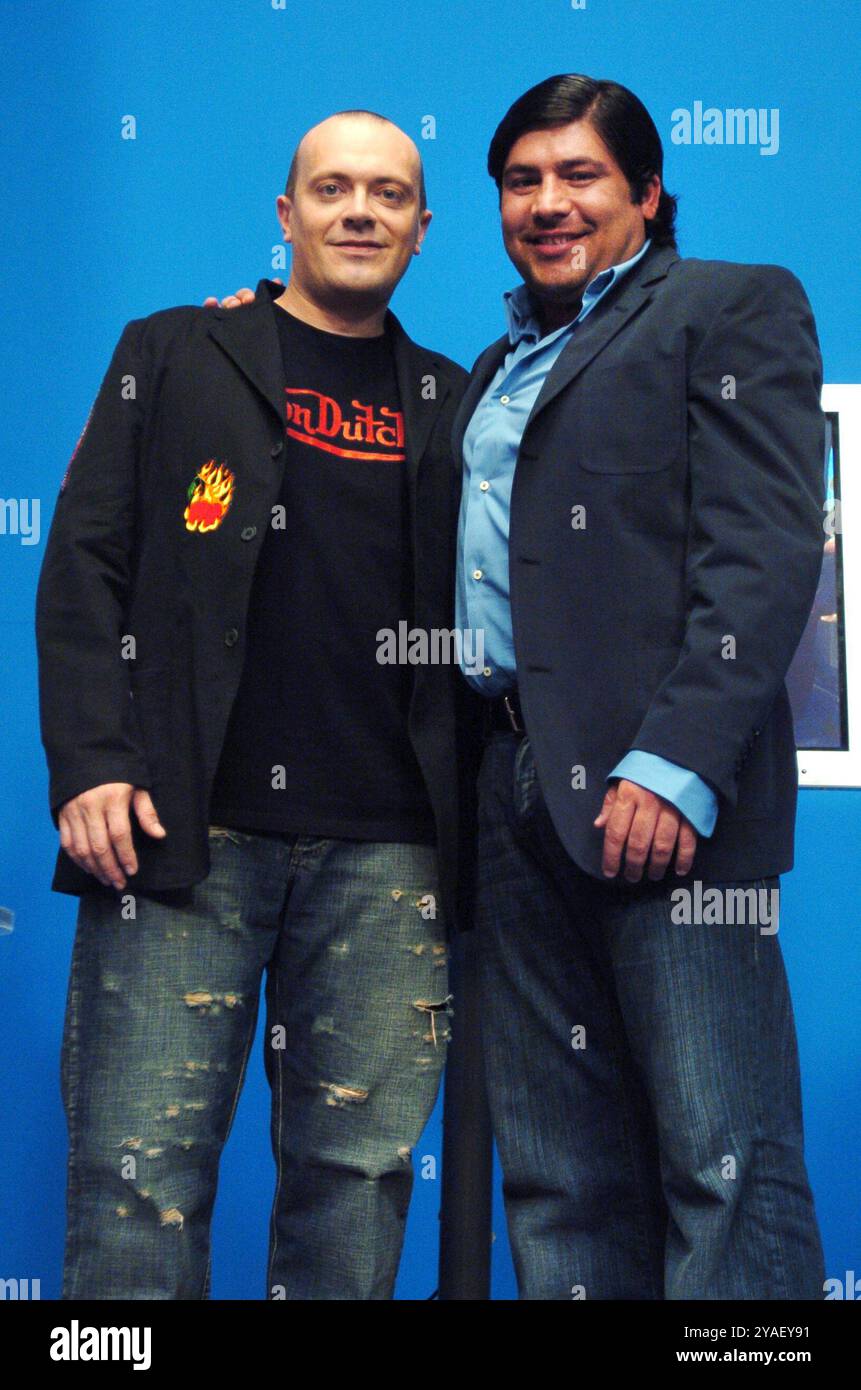 Brescia Italy 20/05/2004 : Max Pezzali, Italian singer, and Fedro ...