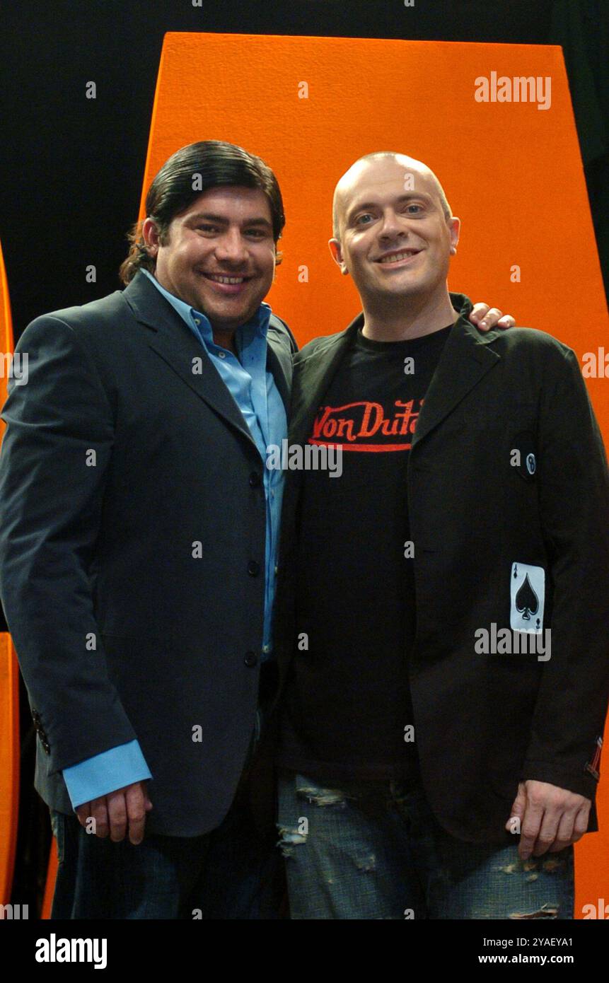 Brescia Italy 20/05/2004 : Max Pezzali, Italian singer, and Fedro ...