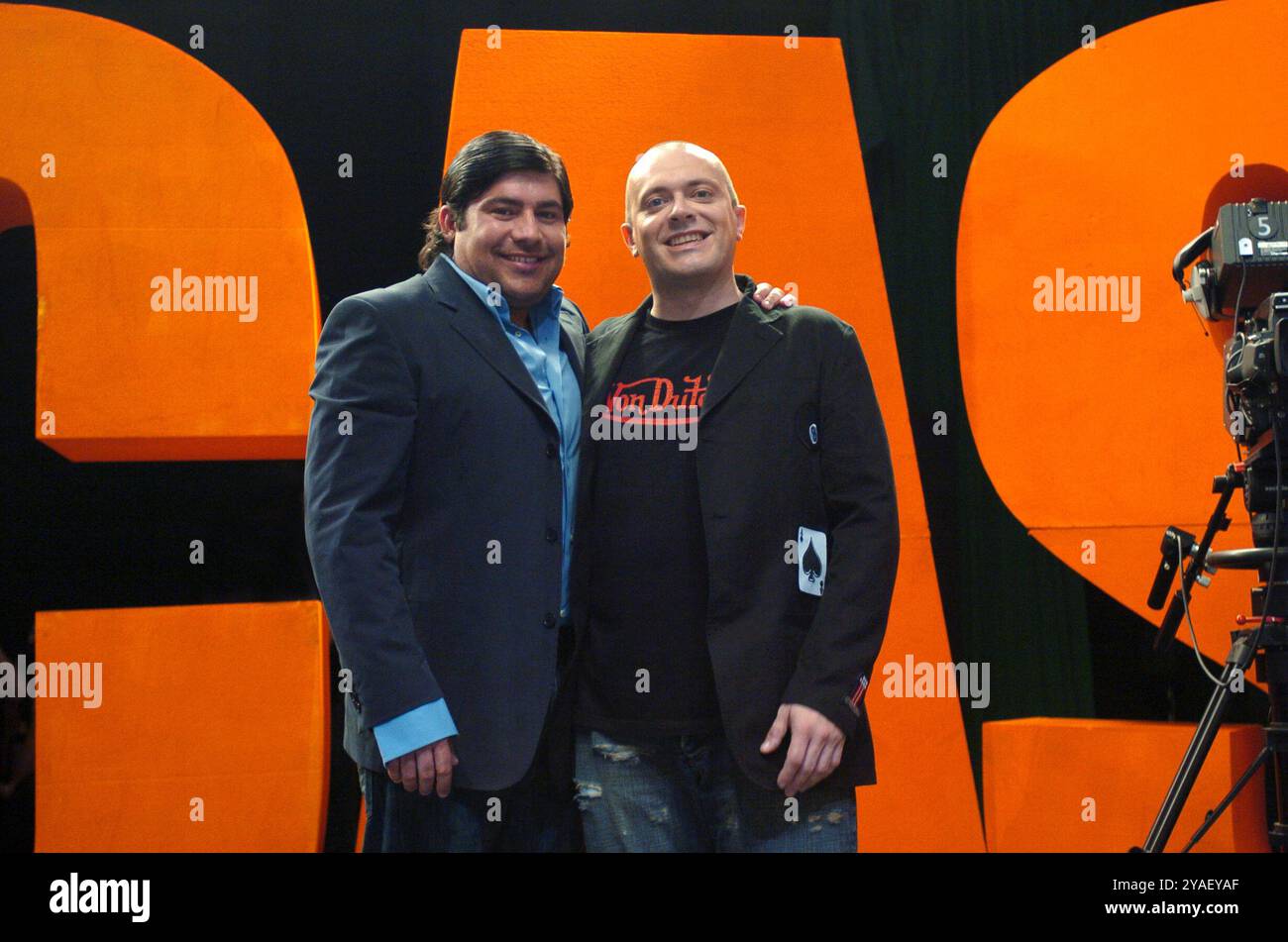 Brescia Italy 20/05/2004 : Max Pezzali, Italian singer, and Fedro ...