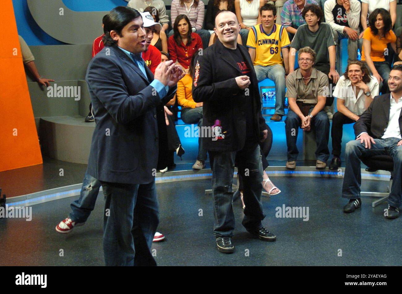 Brescia Italy 20/05/2004 : Max Pezzali, Italian singer, and Fedro ...