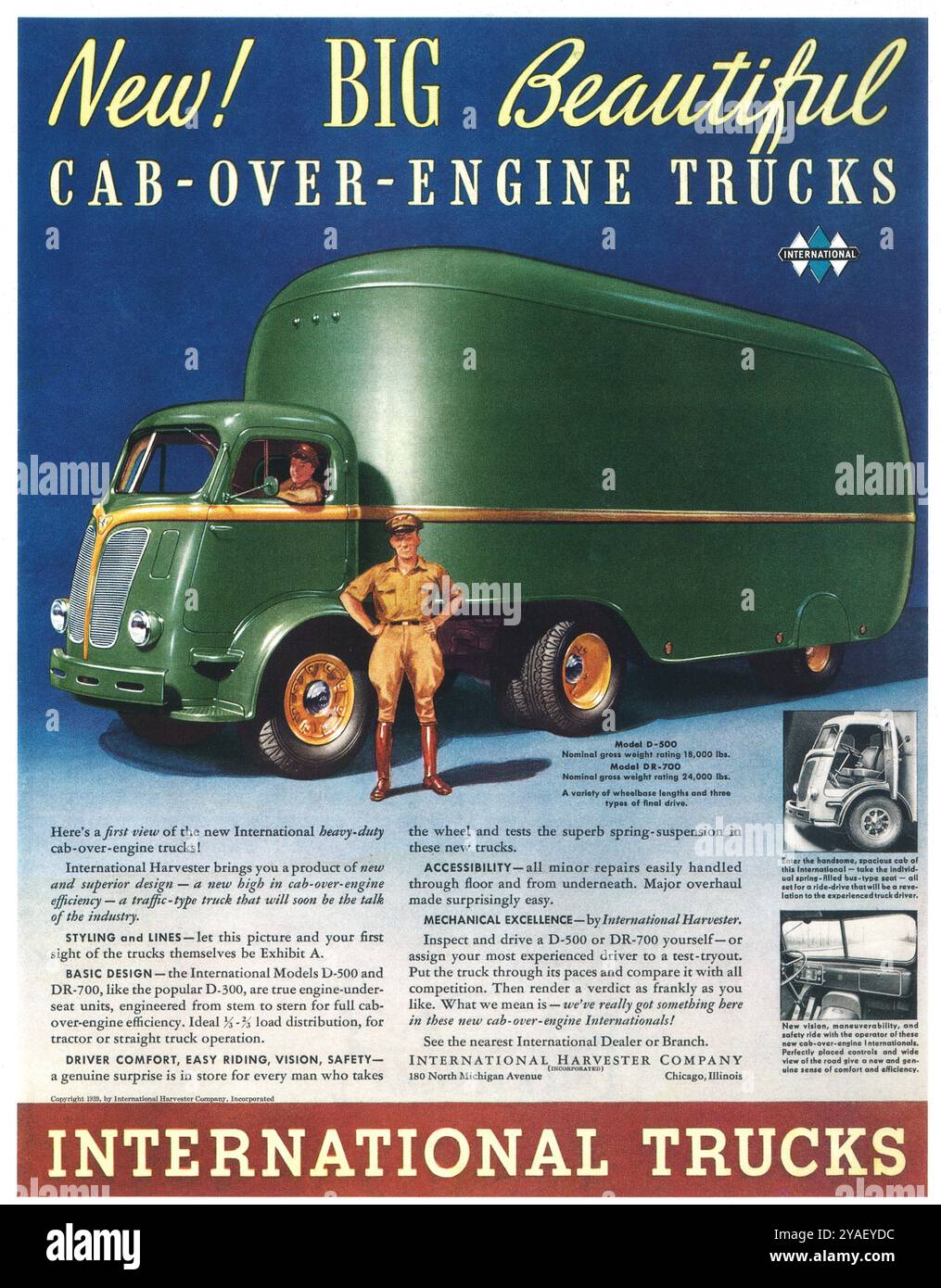 1939 International Cab Over Engine Trucks Ad Stock Photo - Alamy