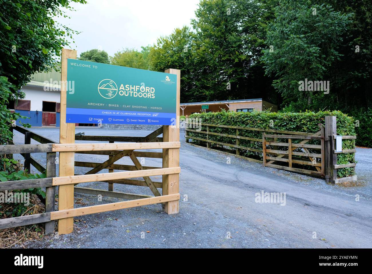 Sign at Ashford Outdoors clubhouse reception on the grounds of Ashford ...