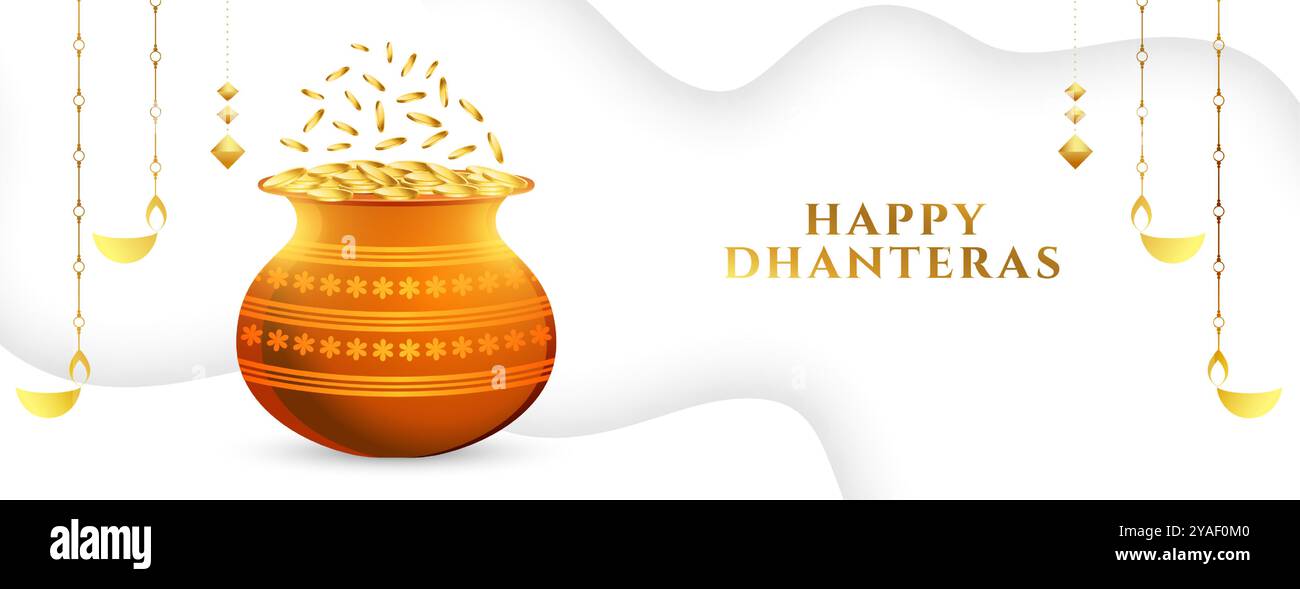 elegant happy dhanteras cultural event banner welcoming wealth and ...